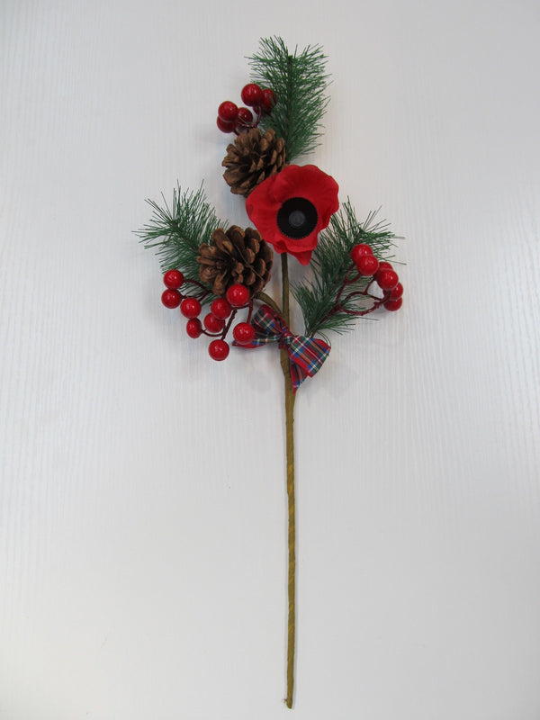 Christmas Long Stem Poppy 12" Wire Stem | Lady Haig's Poppy Factory ...