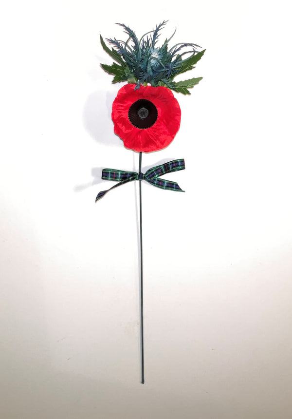 Thistle Long Stem Poppy 12" Wire Stem | Lady Haig's Poppy Factory Scotland